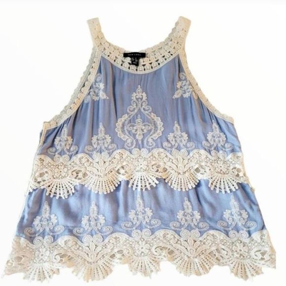 New Look | Tops | Crotchetlace Blue Boho New Look Tank Top | Poshmark